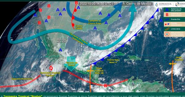 Tormenta tropical Roslyn se forma frente a las costas del Pacífico de México