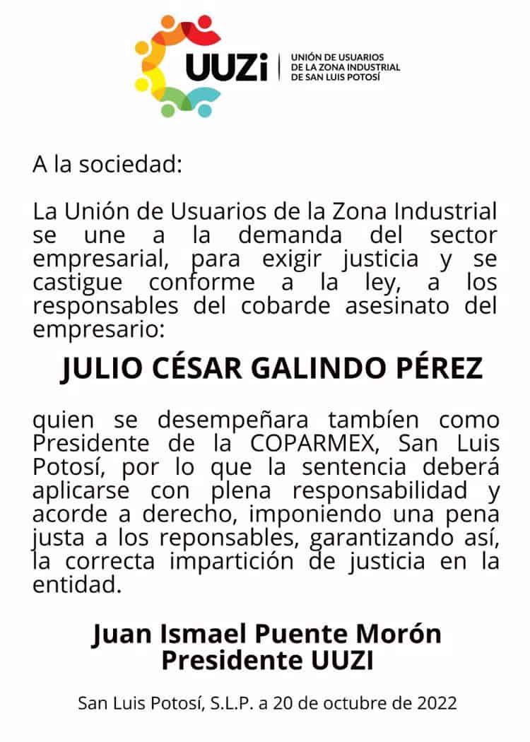 Exige UUZI justicia por asesinato de Julio César Galindo