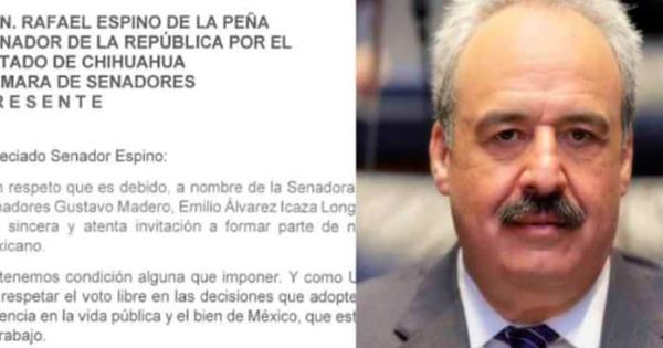 Rafael Espino recibe invitación para salir de la bancada de Morena