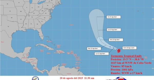 Se forma la tormenta tropical Emily en el Atlántico, que acompaña a una depresión tropical