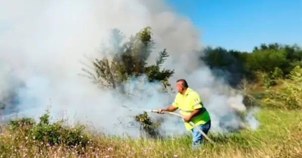 Inédito, combate PC incendio de pastizales